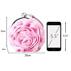 Mily Womens Satin Evening Bag Flower Shaped Wristlet (A-Pink)