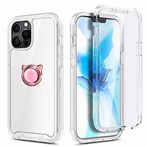 NGB Supremacy Case for iPhone 11 Pro Max, Full Body Protection with [Built-in Screen Protector] Ring Holder/Wrist Strap, Slim Fit Shockproof Bumper Durable Cover Case (Clear)