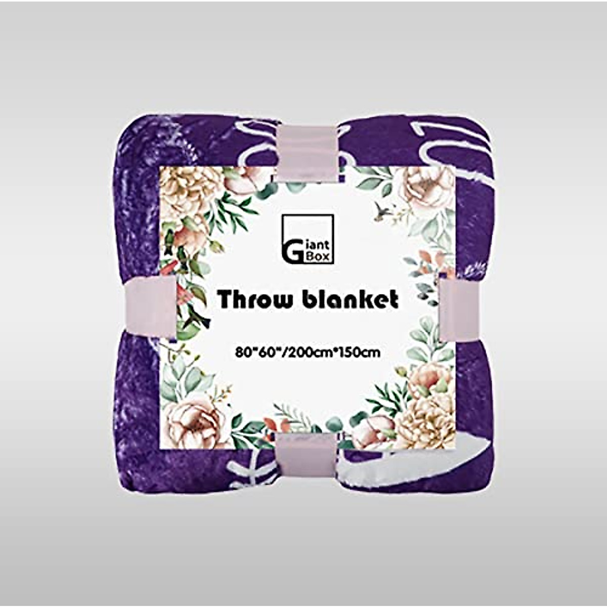 Gift Throw Blanket for Mom in English with Thankful, Thoughtful and Respectful Words, Queen Size 80"*60" Purple (English)