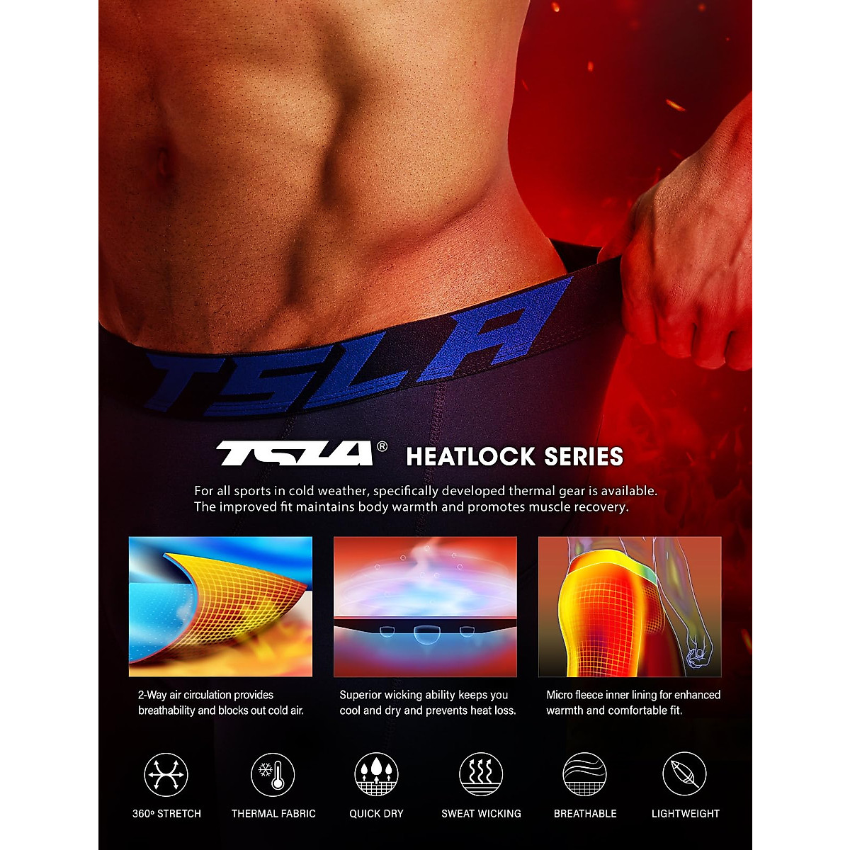 TSLA Men's Thermal Compression Pants, Athletic Sports Leggings & Running Tights, Wintergear Base Layer Bottoms, Pocket Midnight Navy, Medium