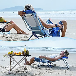 #WEJOY Aluminum Folding Beach Chairs Lightweight Portable Beach Chair Adjustable Lay Flat 4-Position Low Profile Lawn Chairs for Concerts, Sand, Camping Outdoor Chairs with Backpack Strap, Lightblue