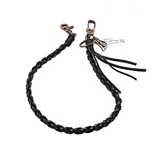 UNIQSUM Braided Genuine leather wallet chain Biker Punk Key chains (Vintage BK)