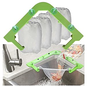 Triangle Tri-Holder Filter with 200 pcs Sink Strainer Bag Corner Sink Strainer Basket Sink Garbage Storage Rack Holder Sink Filter Net Mesh Bag for Kitchen Waste Leftover（200 Bags + 1 Holder