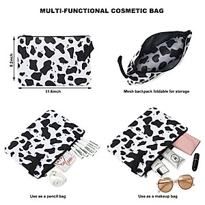 Xunteny Cow Print Mesh Backpack for Girls Women, Semi-Transparent Kids School Backpack College Bookbag Casual Daypacks for Beach Gym Travel