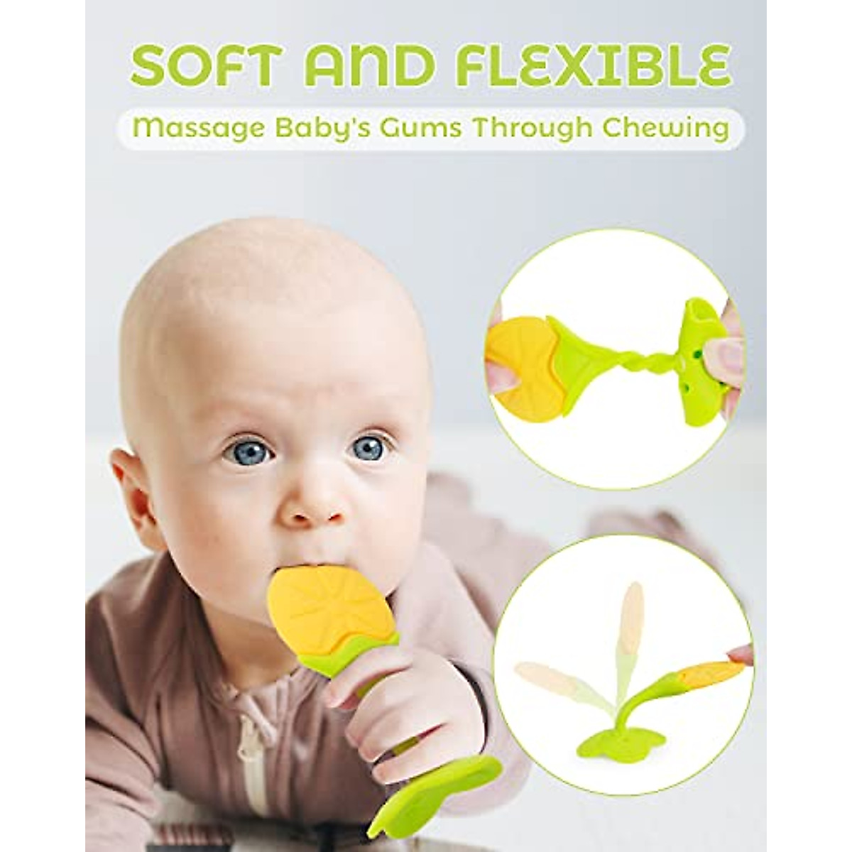 Teething Toys for Babies, 10 Pack Silicone Baby Teethers, Frozen Baby Teething Toys, Fruit Shape, BPA-Free, Natural Organic Soft & Textured