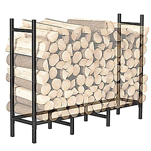 smusei Firewood Rack Outdoor Indoor 4Ft Heavy Duty Log Holder Adjustable Firewood Storage Rack Stand for Fireplace, Porches, Patios, 4Ft