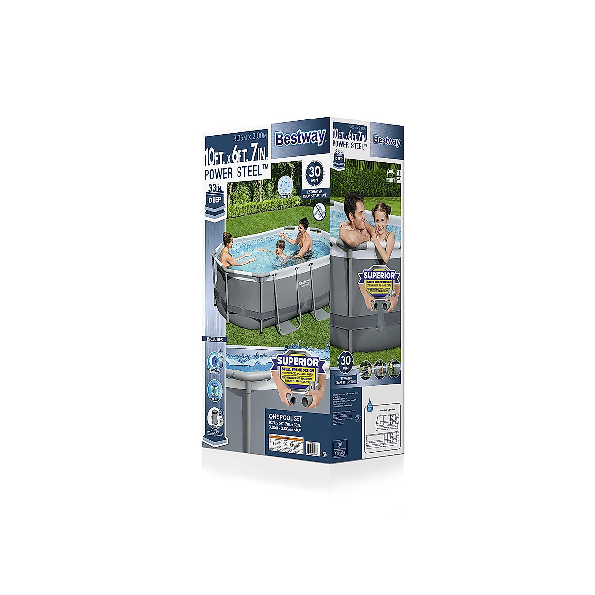 Bestway Oval Above Ground Pool Set (10' x 6'7" x 33")| Includes Filter Pump & ChemConnect Dispenser