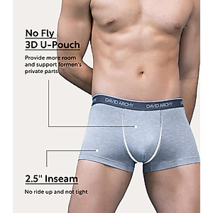 DAVID ARCHY Mens Trunks Underwear Soft Breathable Rayon Made from Bamboo Trunk No Fly Pouch 4-Pack L 2.5''