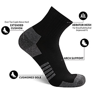 COOVAN Mens Ankle Athletic Socks Quarter Cushion Moisture Wicking Running Sports Work Socks 7 Pairs