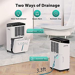 FREE VILLAGE Dehumidifier, 45 Pint (50 Pint Under 90°F/90% RH) Dehumidifiers for Home Up to 3500 Sq. Ft, Digital Control Panel, Auto Drainage, 24 Hr Timer, Dehumidifier for Basement, Bathroom, Bedroom