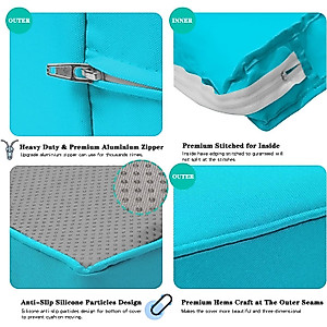 ClawsCover 17Pack Outdoor Seat and Back Cushions Replacement Covers Fit for 8 Pieces 7-Seater Wicker Rattan Patio Furniture Conversation Set Sectional Couch,Turquoise-Include Cover Only