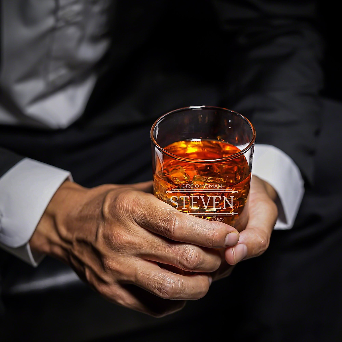 Oakmont Personalized Groomsmen Whiskey Glasses, Set of 5 (Custom Product)