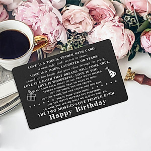 TGCNQ Birthday Gifts for Her Engraved Black Aluminum - Her Birthday Card, Girlfriend Birthday Gifts, the Two Most-in-love People Ever Happy Birthday Card