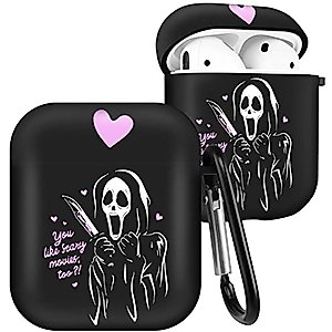 Ulirath Case for AirPod 2/1 Skull Funny Unique Design Unique Scary Cute for AirPods Air Pods 1st/2nd Design Skeleton Cover Cases Skin for Boys Girls Kids Skull