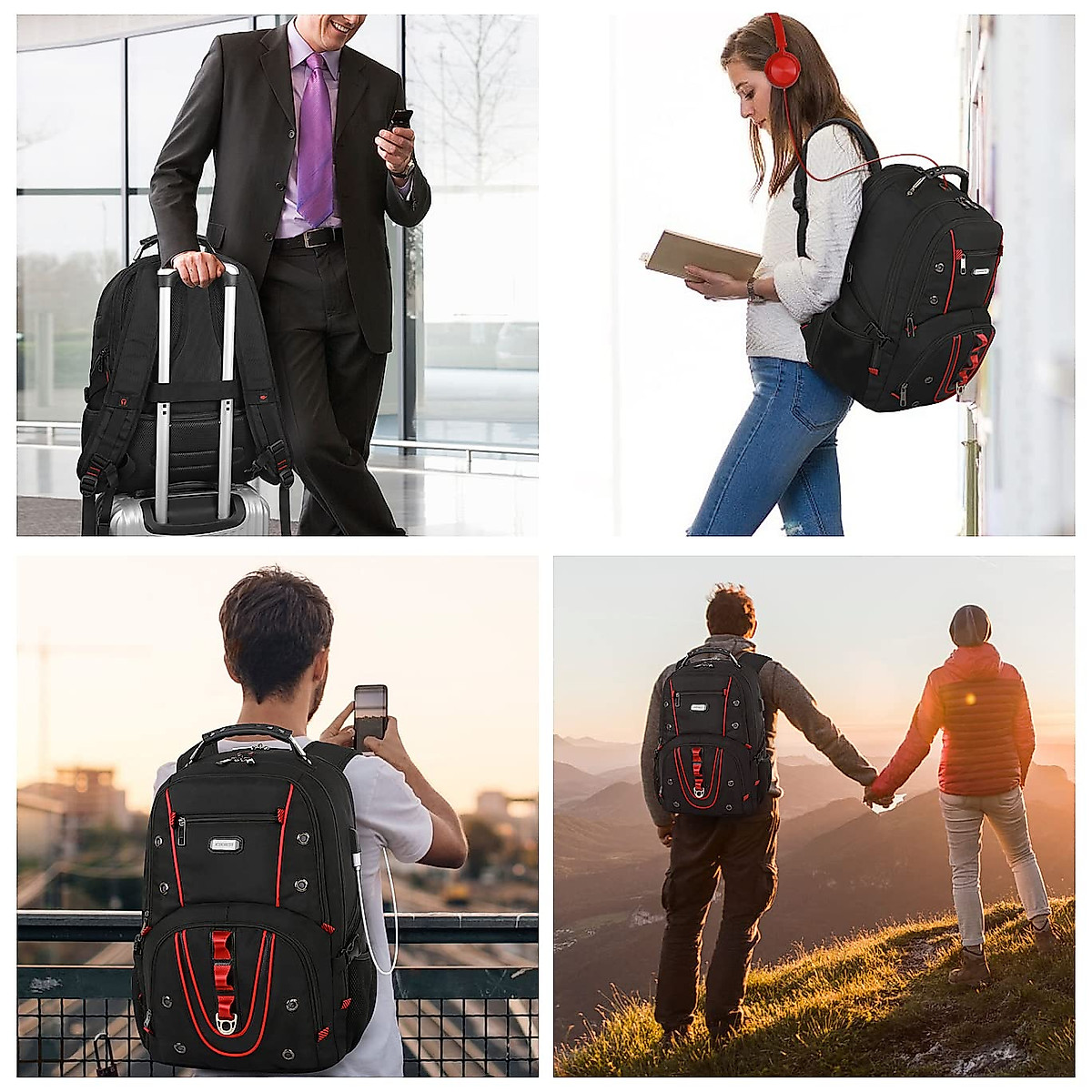 Travel Laptop Backpack,17.3''Extra Large Capacity College School Bookbags with USB Charging Port,TSA Friendly Business RFID Anti Theft Pocket,Durable Heavy Duty Big Computer bag Backpack for Men Women