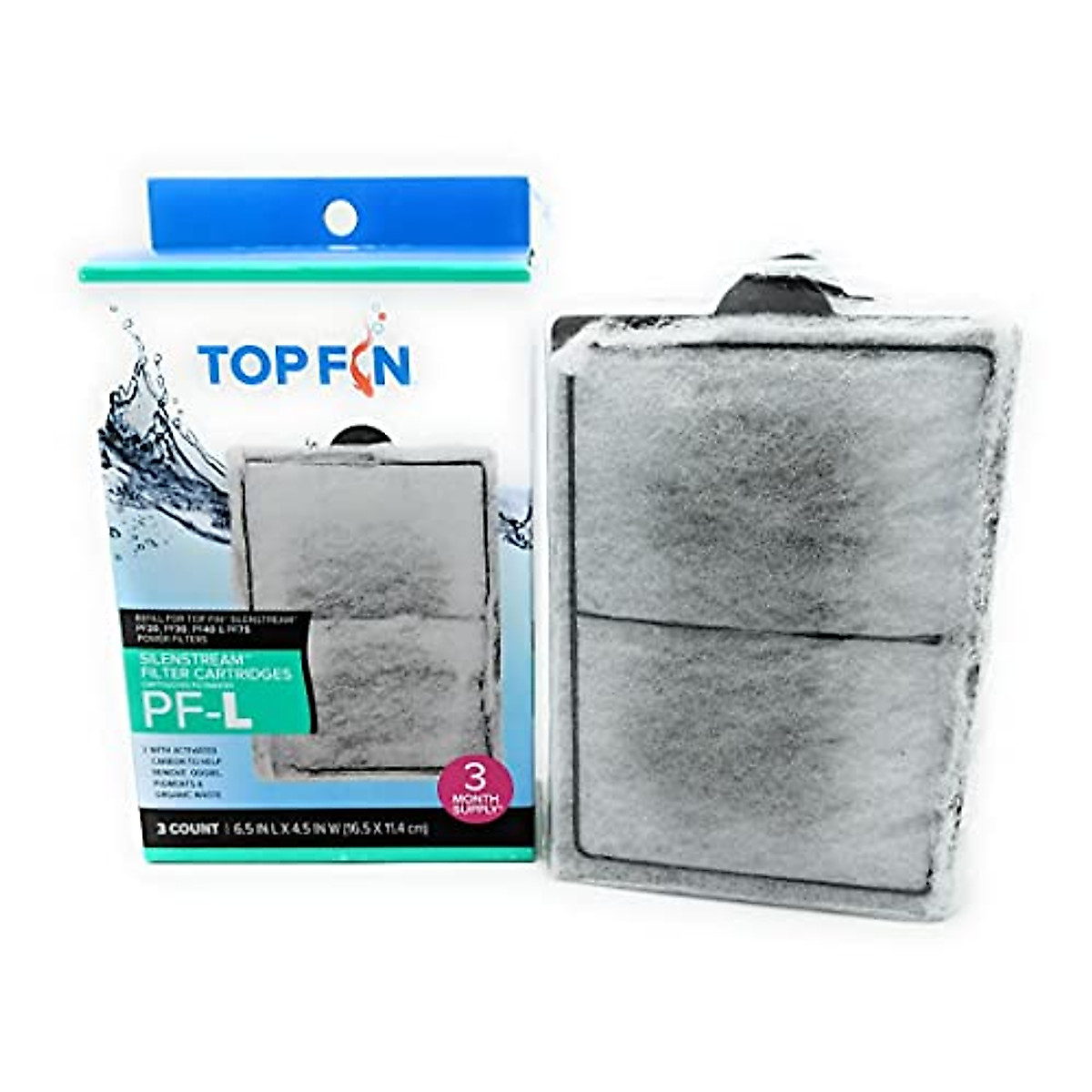 Top Fin Silenstream PF-L Refill for PF20, PF30, PF40 and PF75 Power Filters 6.5in x 4.5- (3 Count)