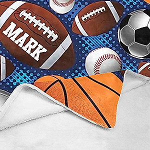 CUXWEOT Custom Blanket with Name Text Personalized Ball Sport Soft Fleece Throw Blanket for Gifts (50 X 60 inches)