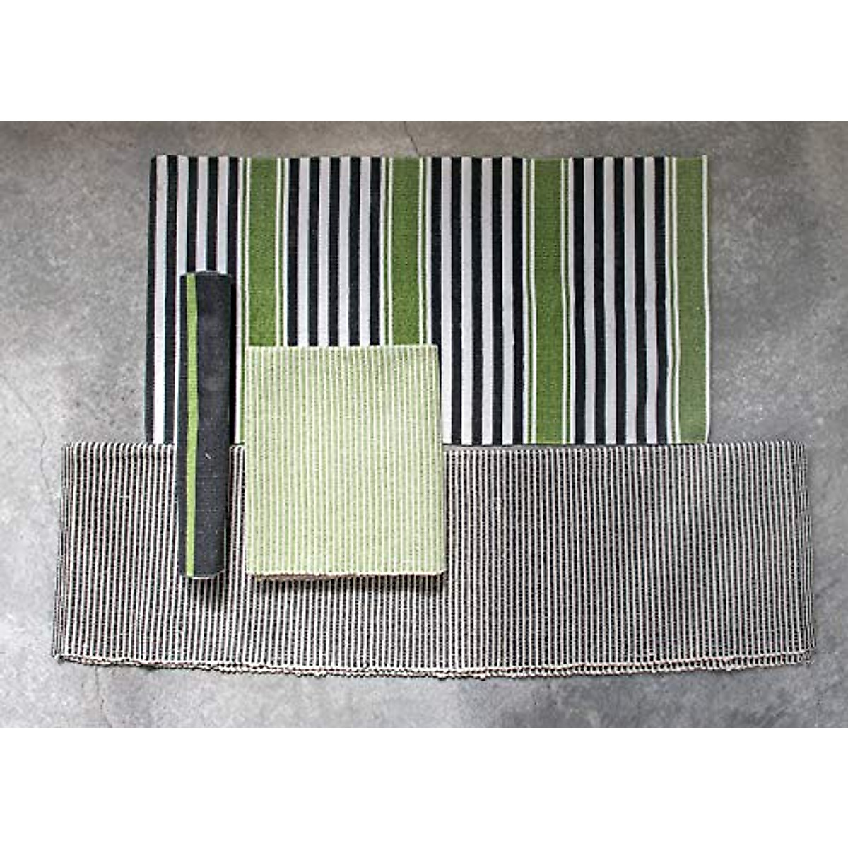 Creative Co-Op 3' x 5' Black & White Cotton Striped Dhurrie Rug