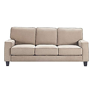 Serta Palisades Sofas with Storage 1 Modern Design, Track Arms, Foam-Filled Cushions, Easy-to-Clean Fabric Upholstery, 77", Soft Beige