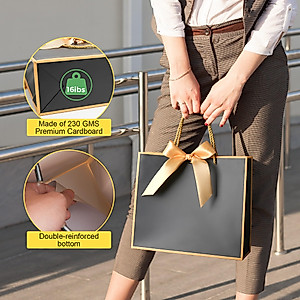 MOXARYSU Gift Bags With Handles: 11.8x4x10 Inch 3pcs Medium Large With Bow Ribbon For Wedding Thanks Bridesmaid Birthday Party (White-Light Blue