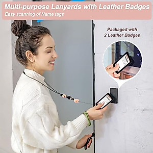 kioooki Rectractable Lanyards for ID Badges and Keys with ID Holder, Cute Beaded Teacher Lanyard with Badge Reel, Breakaway Cruise Lanyard for Women with 6 Clear Badge Holders