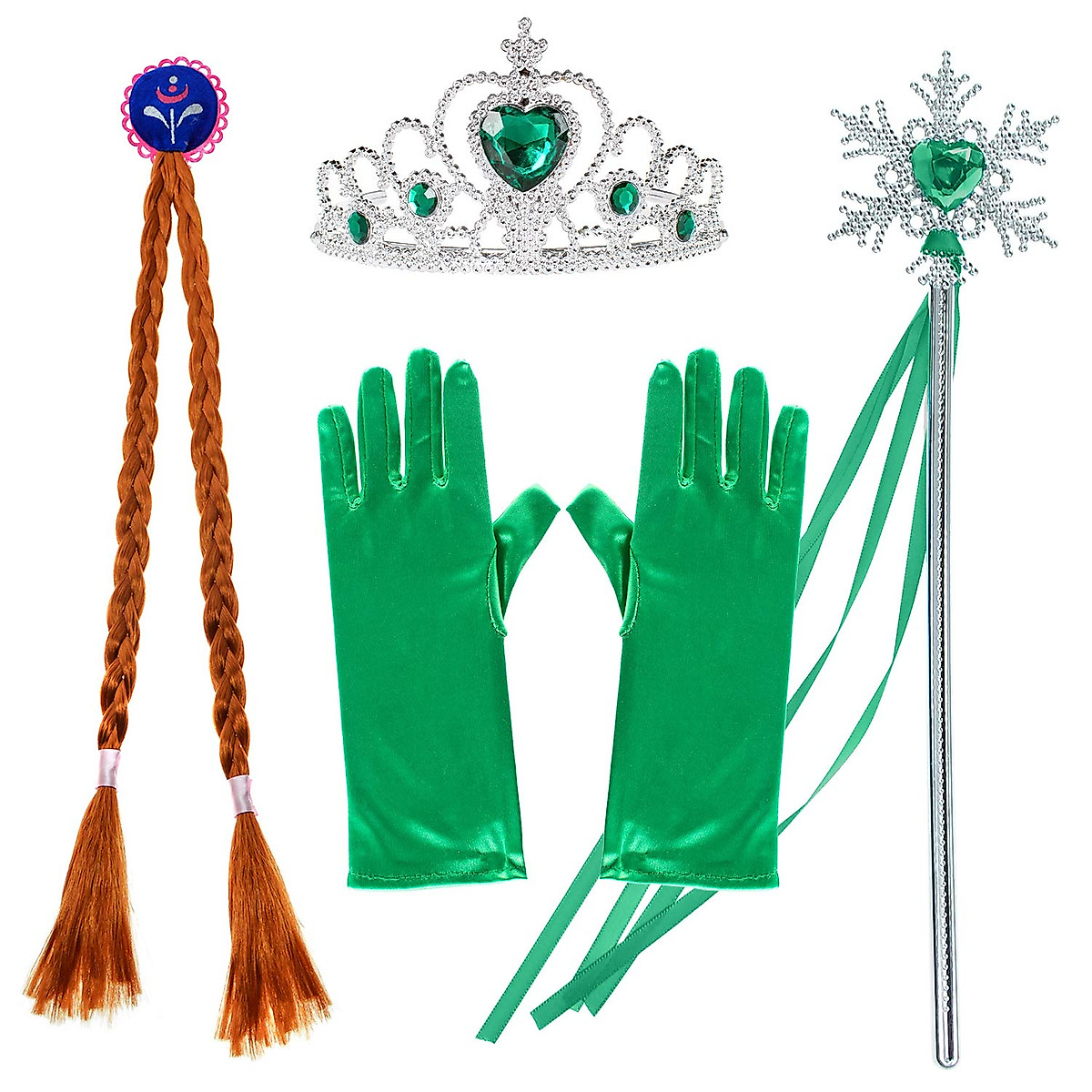 Party Chili Princess Costumes Birthday Party Fancy Dress Up for Little Girls with Wig,Crown,Mace,Gloves 5-6 Years (130)