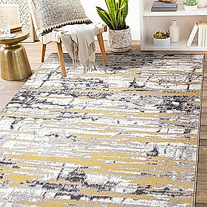 Rugshop Darwin Vintage Abstract Modern Area Rug 7'10" x 10' Yellow