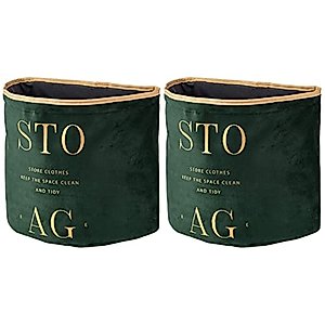2pcs for Green Bucket Blankets Foldable Household Cloth Dirty Home Storage Bin Hamper Folding Clothes Multi- Clothing Bag Bins Art Nursery Fabric Organizer Kid