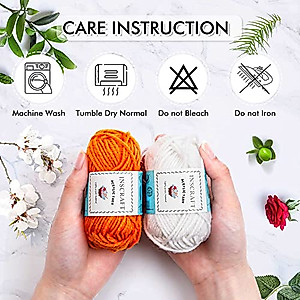 Inscraft 52 Acrylic Yarn Skeins, 1820 Yards 52 Colors, 2 Crochet Hooks, 2 Weaving Needles, 10 Stitch Markers, 1 Bag, for Crocheting & Knitting, Gift Beginners and Adults
