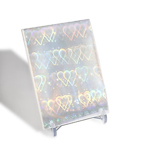 100PCS Holographic Card Sleeves for Japanese Sized Cards YGO Card Protectors (61x88mm, Hearts)
