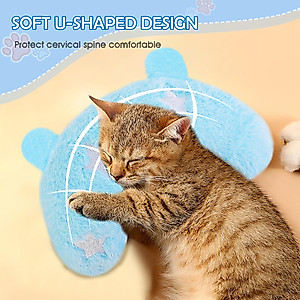 Pet Pillow for Dogs & Cats, Dog Calming Pillow, Dog Neck Pillow U-Shaped Pillow for Dogs & Cat, Soft Fluffy Cat Bed Pillow Pet Calming Toy, Joint Relief Sleeping Improve for Pets(Blue)