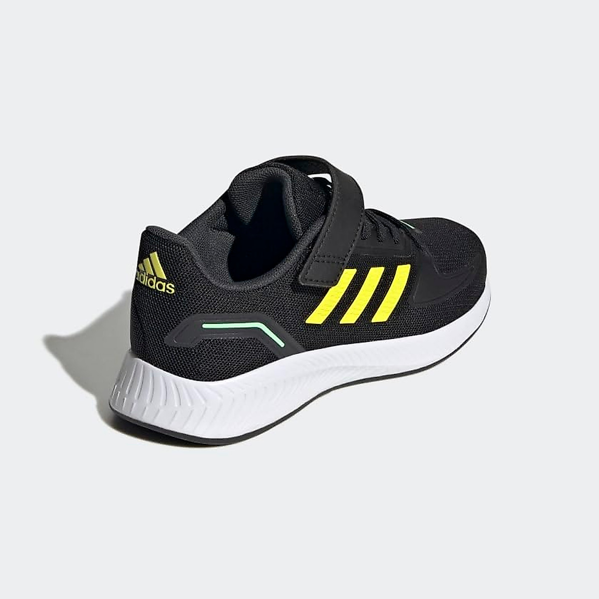 adidas Runfalcon 2.0 Unisex-Child Running Shoe, Black/Beam Yellow/Beam Green (Cross Strap), 2 US Little Kid