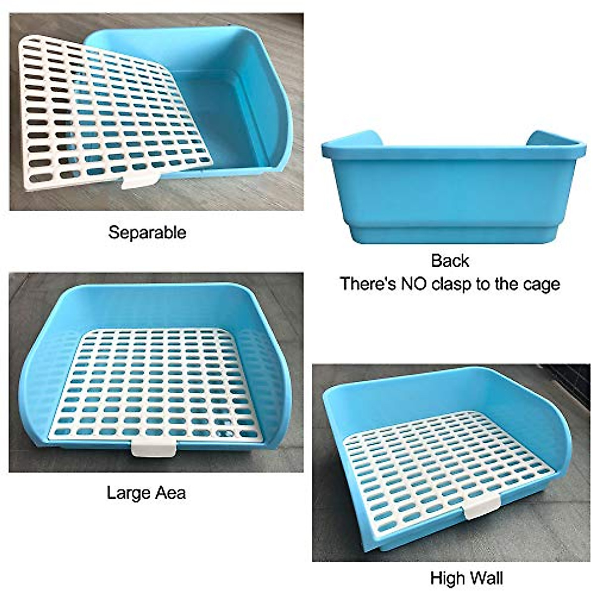 Large Rabbit Litter Box, Small Animal Potty Trainer & 2 Packs of Square Plush Guinea Pig Bed Mat