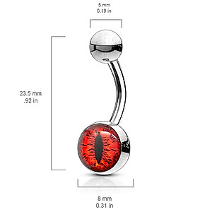 Covet Jewelry Snake Eye Inlaid 316L Surgical Steel Belly Button Navel Rings (Blue)