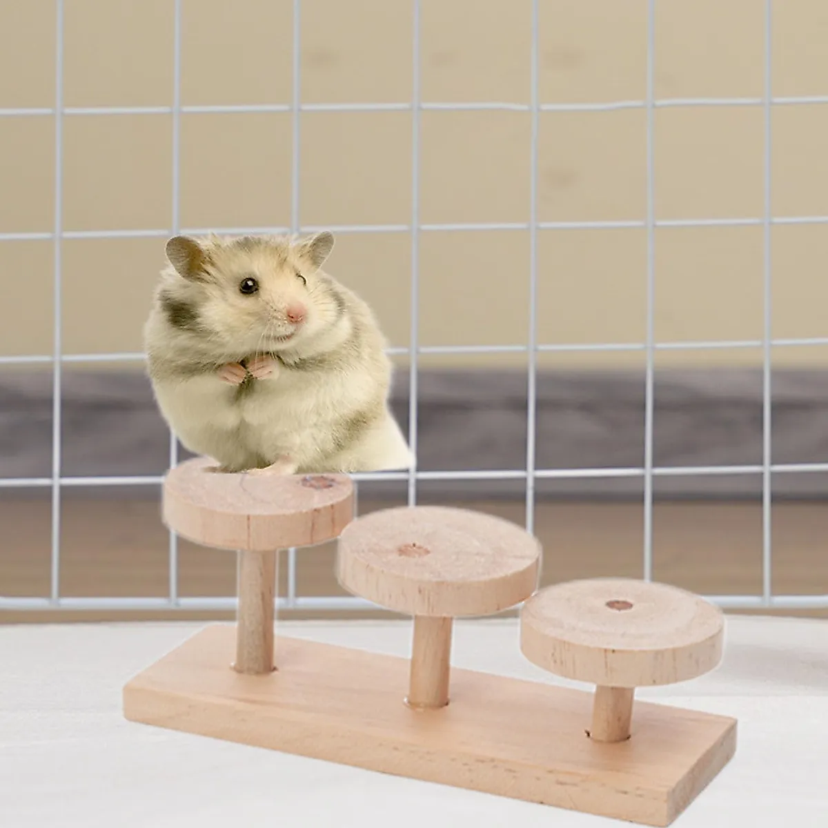 Hamster Platform Toy, Small Pet Wooden Platform Rat Climbing Chew Toy Rodent Ladder Bridge Wooden Hamster Playground Platform for Cage Accessories