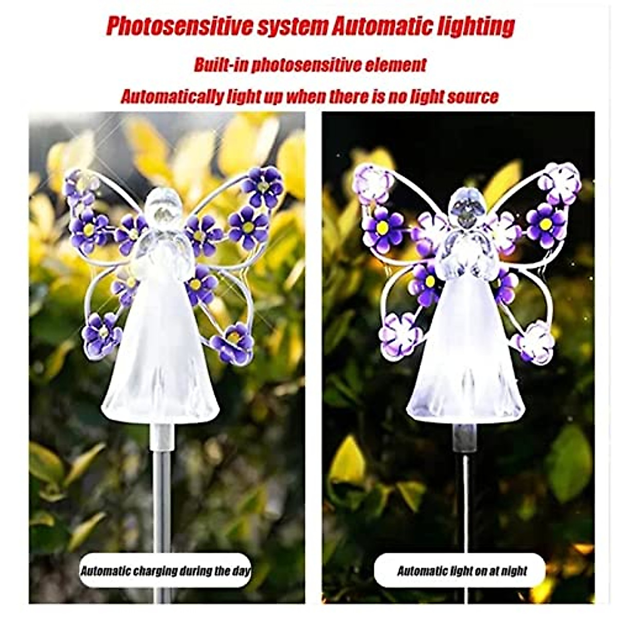 RYGRZJ LED Solar Angel Garden Light Outdoor Waterproof Lawn Lamp Decorative Landscape Yard Lamp Garden for Pathway L9S4 Patio Cemetery