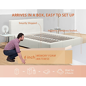 6 inch King Size Mattress with Cover, Cooling Gel Memory Foam King Mattress for a Cool Sleep & Pressure Relief, Medium Firm Mattress Pad King Mattresses, Bed in a Box, CertiPUR-US Certified