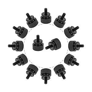 HELIFOUNER 10 Pieces 6-32 Thread, Black Color Anodized Aluminum Computer Case Thumbscrews, Thumb Screws for Computer Case/Cover/Power Supply/Hard Drives