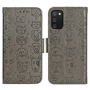 FDCWTSH Compatible with Samsung Galaxy A02S Wallet Case Wrist Strap Lanyard Leather Flip Cover Card Holder Stand Cell Accessories Phone Cover for Glaxay A 02s Galaxies M02s SM-A025V Women Men Grey