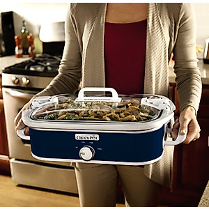 Crock-Pot Small 3.5 Quart Manual Casserole Slow Cooker and Food Warmer, Navy Blue (SCCPCCM350-BL)