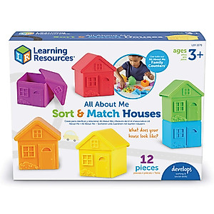 Learning Resources All About Me Sorting Houses,12 Pieces, Ages 3+, Fine Motor & Sorting Skills, Montessori Toys, Special Education Actives, Imaginative Play