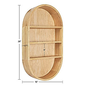 Kate and Laurel Hutton Scandinavian Capsule Wall Shelf, 16 x 28, Natural Wood, Geometric Modern Shelves for Wall