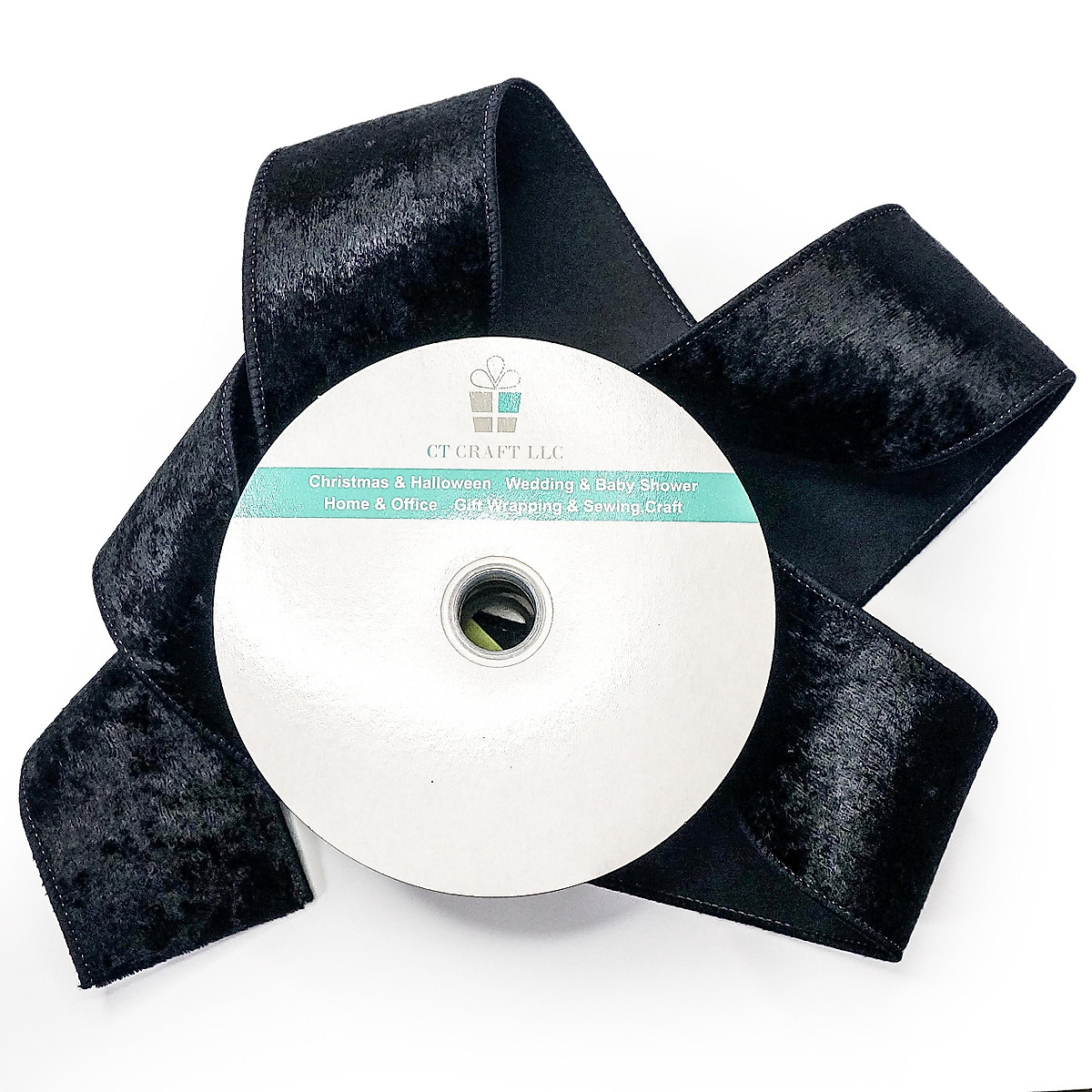 Black Velvet Ribbon 2.5 Inch x 10 Yards for Christmas Tree Topper Home Decoration Wreath Gift Wrapping DIY Craft