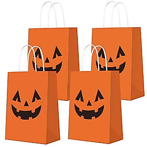 Halloween Pumpkin Gift Bags for Pumpkin Decor Tote Party Favor Goody Candy Gift Bag Trick or Treat Bags for Pumpkin Decorations Party Favors for Kids Adults Halloween Party Decorations - 16 PCS