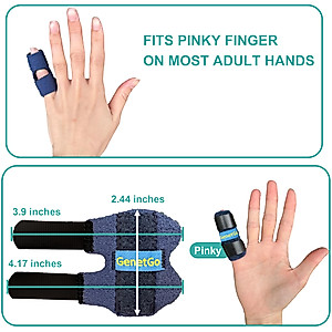 GenetGo Small Trigger Finger Splint - 2 Pack Pinkie Finger Brace for Broken Finger, Finger Knuckle Immobilization for Arthritis Pain, Sport Injuries