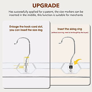 HOUSE DAY Pants Hangers 12 Pack Skirt Hangers with Clips 14 Inch Clear Hangers 360-Rotating Stainless Steel Clips,Hangers with Adjustable Clips for Adult and Hangers for Pants, Skirts, Jeans,Slacks