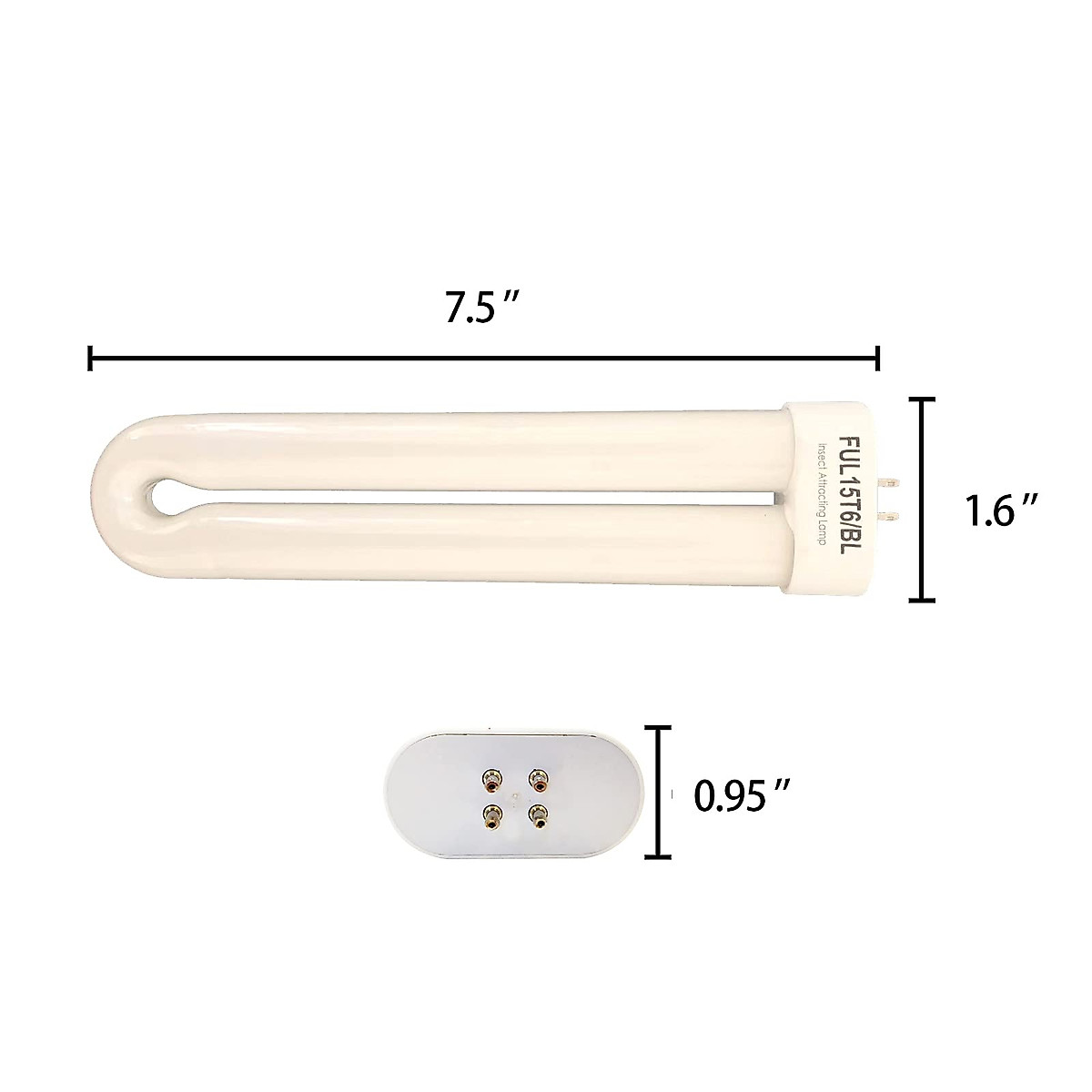 2 Pack FUL15W BL (BF-35) Fluorescent Black Light Bulb Replacement Compatible Flowtron BK-15D,Hemiua Zap T6 Pro,BlackFlag BB-15WHT,Stinger U/V15, FP15, TZ15, U Shaped Twin Tube Bulb for T6 T8 T9