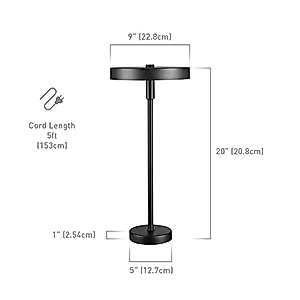 Globe Electric 67240 Wi-Fi Smart Table Lamp, Satin Black, No Hub Required, Voice Activated, 7 Watts, Multicolor Changing RGB, Tunable White 2000K - 5000K, 400 Lumens, 50,000 Hours, 80 CRI