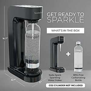 Soda Maker with BPA Free Bottle - CO2 Powered One Touch Fizz Control - Fresh Sparkling Water Maker - Homemade Sparkle Seltzer Streaming Machine, Carbonated Water Machine for Home [C02 NOT INCLUDED]