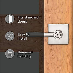 Baldwin Spyglass , Interior Privacy Door Handle Reversible Lever for Bedroom/Bathroom, Keyless Door Lock With Microban Protection, in Satin Nickel